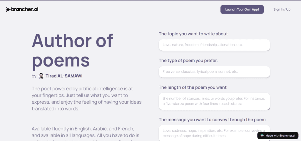 Author of poems | AI Valley